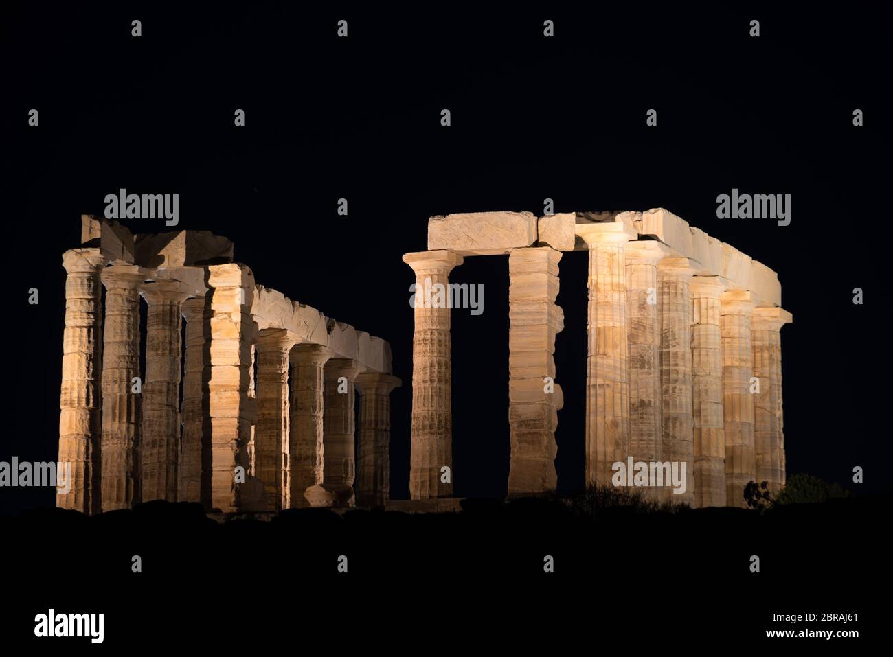 Sunset over the Temple of Poseidon at Cape Sounio, Greece Stock Photo ...