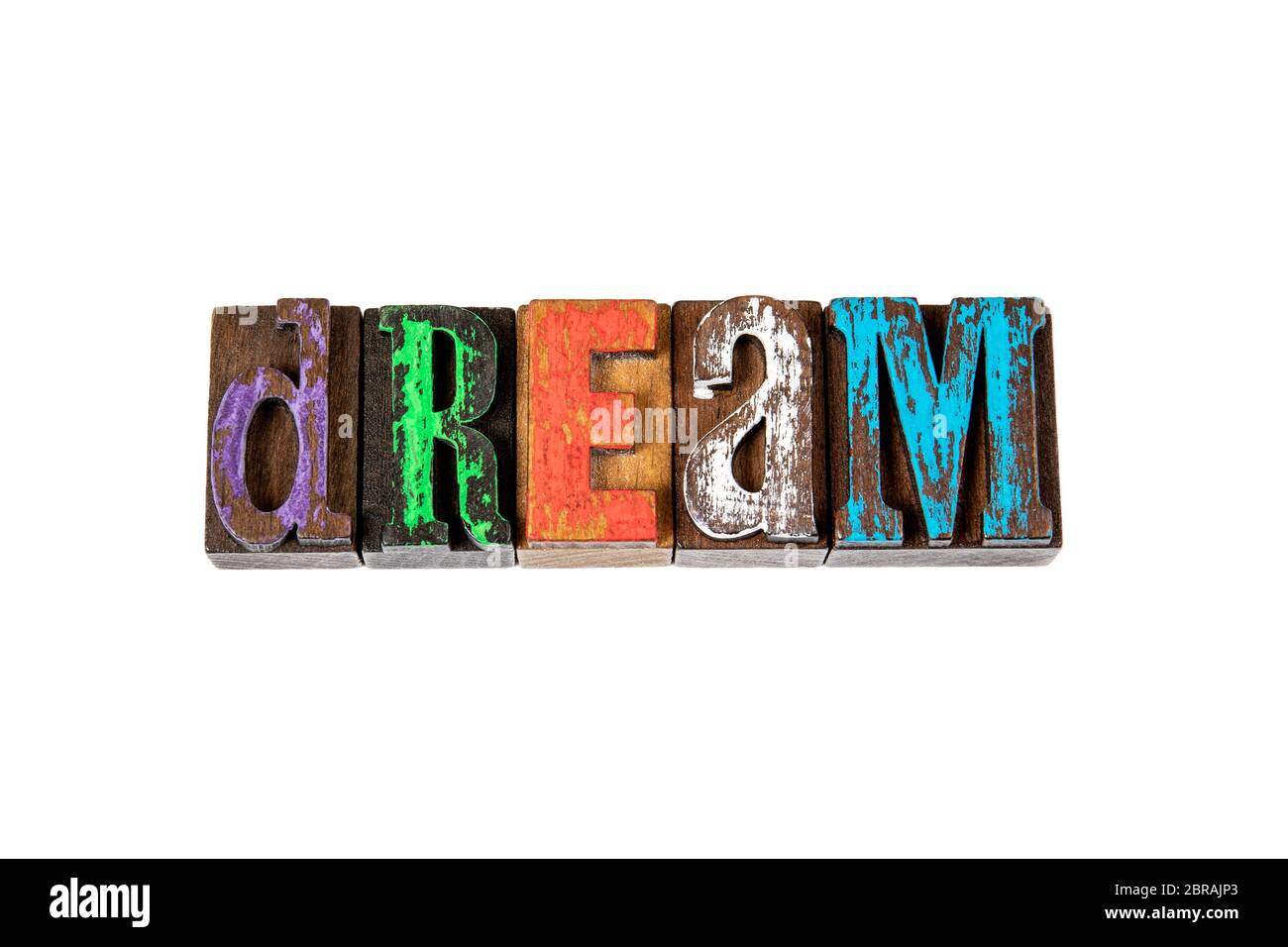 DREAM. Colored wooden letters on a white background Stock Photo - Alamy