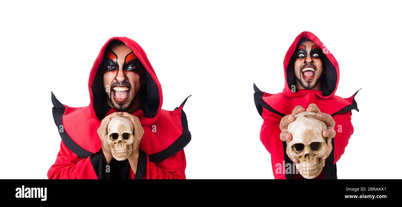 The man devil in red costume Stock Photo - Alamy