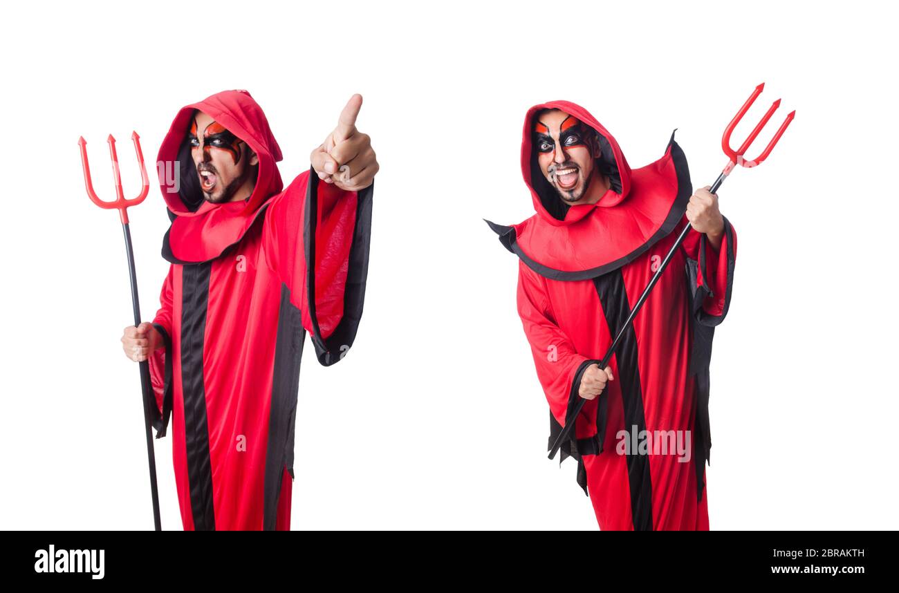 The man devil in red costume Stock Photo - Alamy