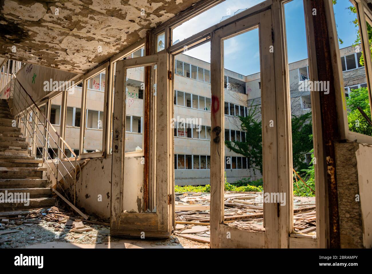 Abandoned former hotel Near Dubrovnik. Destroyed and left in civil war ...