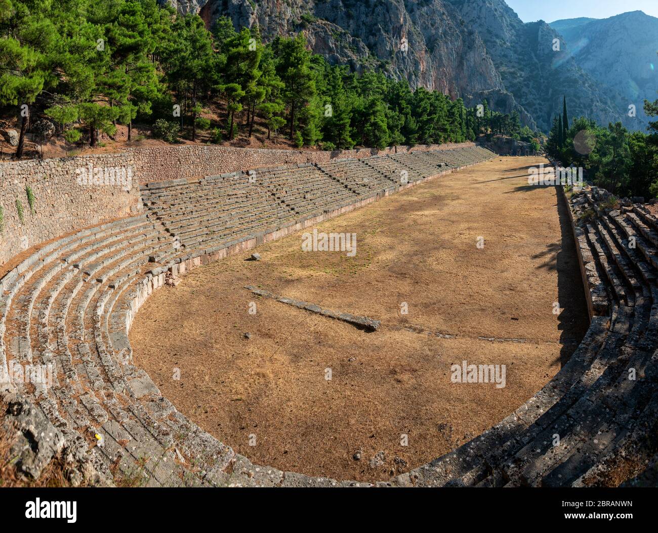 Panoramic view of the Ancient stadium in Delphi, Greece Stock Photo - Alamy