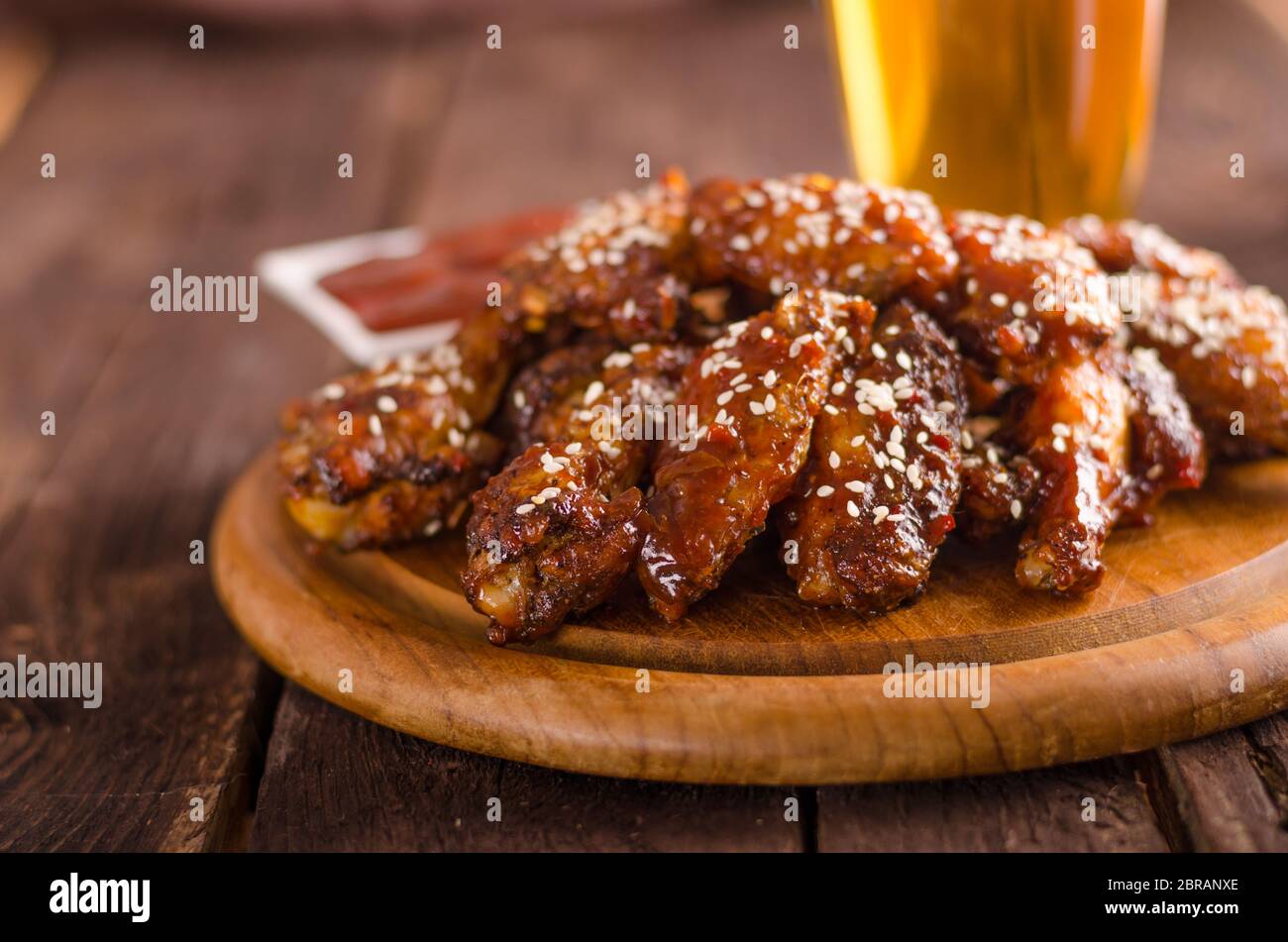 Grilled chicken wings with hot sauce. food photography, ready for ...