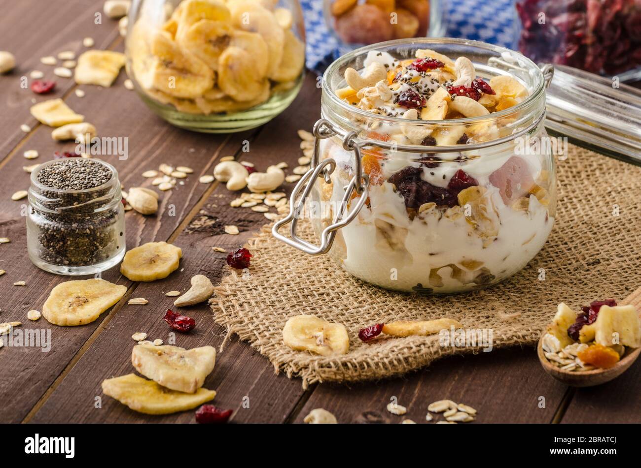 Homemade yogurt with granola, dried fruit and nuts bio - cia seed ...