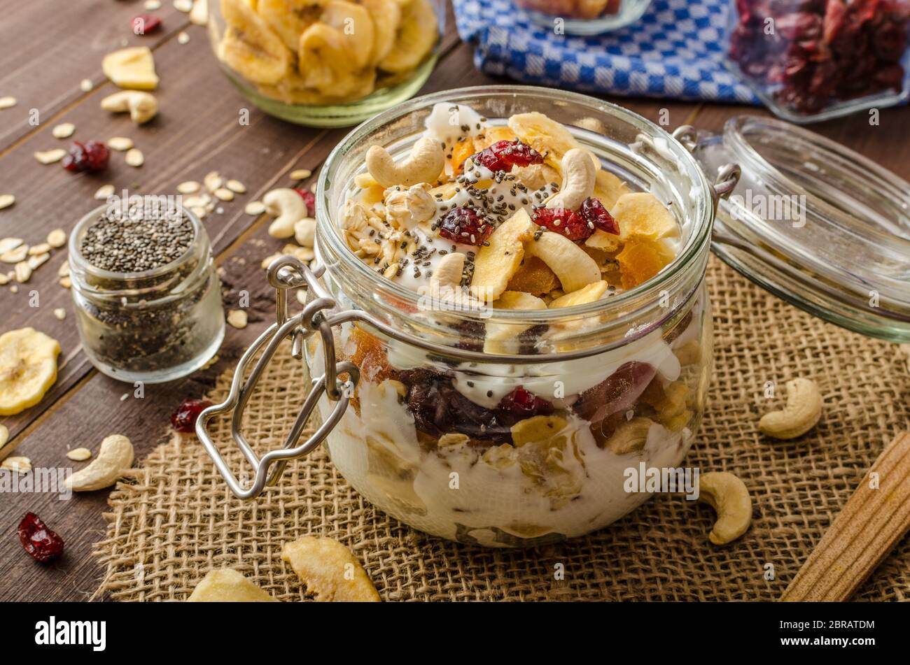 Homemade yogurt with granola, dried fruit and nuts bio - cia seed ...