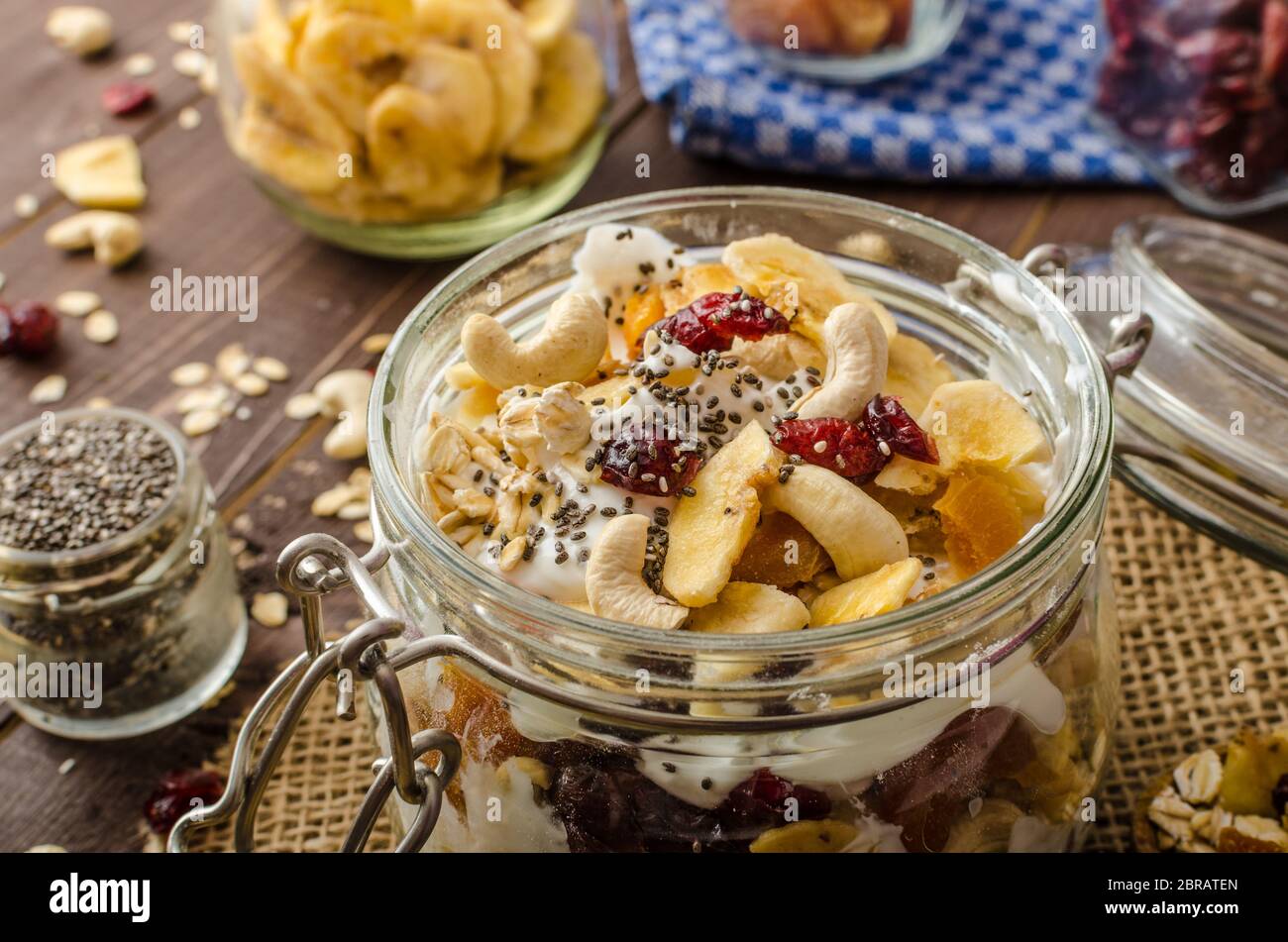 Homemade yogurt with granola, dried fruit and nuts bio - cia seed ...