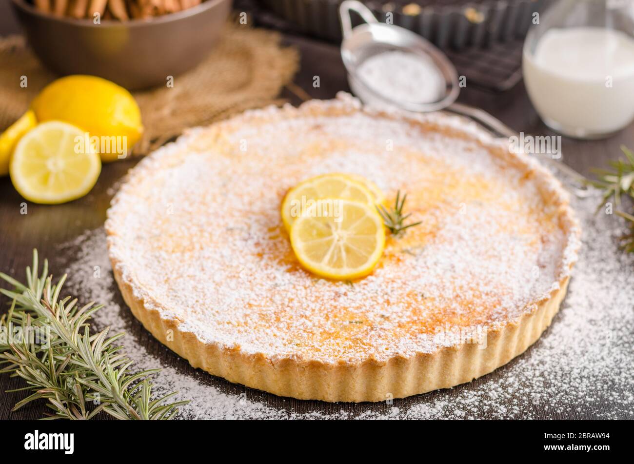 Delish leamon tart, delicious dessert, place for text Stock Photo - Alamy