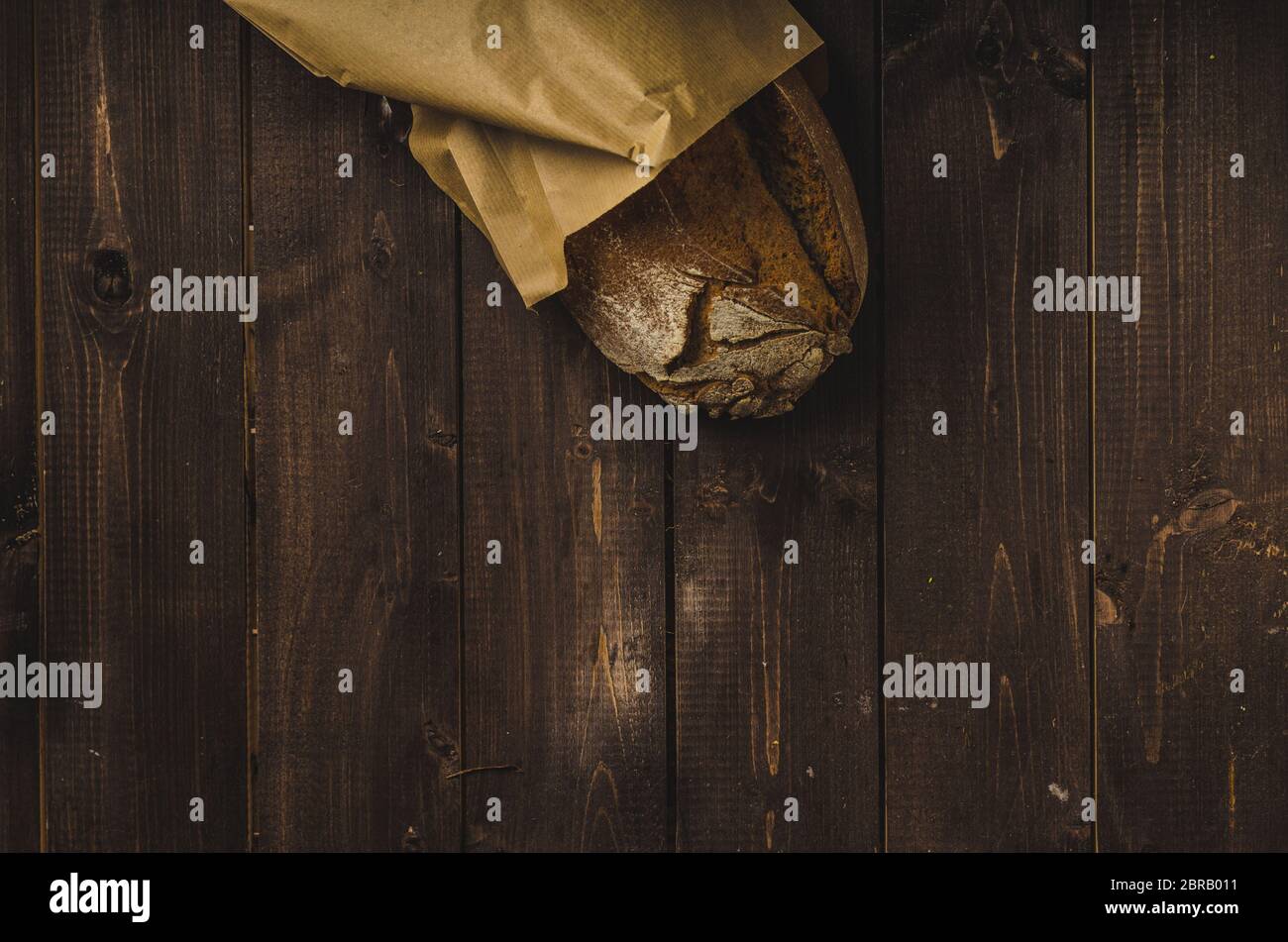 Homemade bread, place for your advertisement, dark picture Stock Photo ...