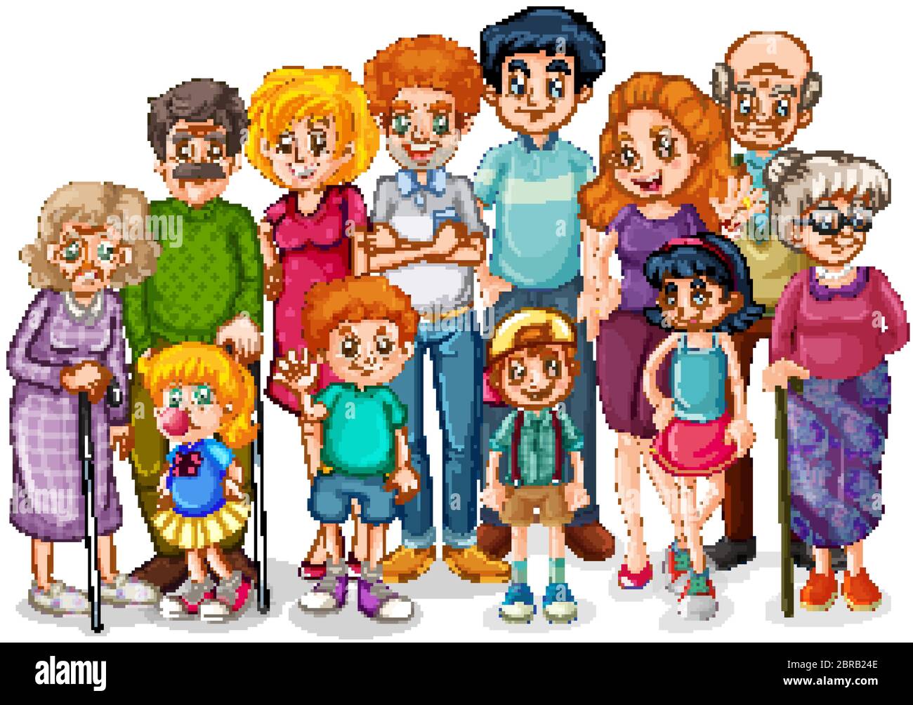 Family members with children and all relatives illustration Stock ...