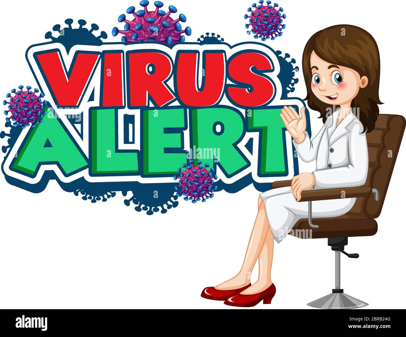 Female doctor with virus alert text sign illustration Stock Vector ...