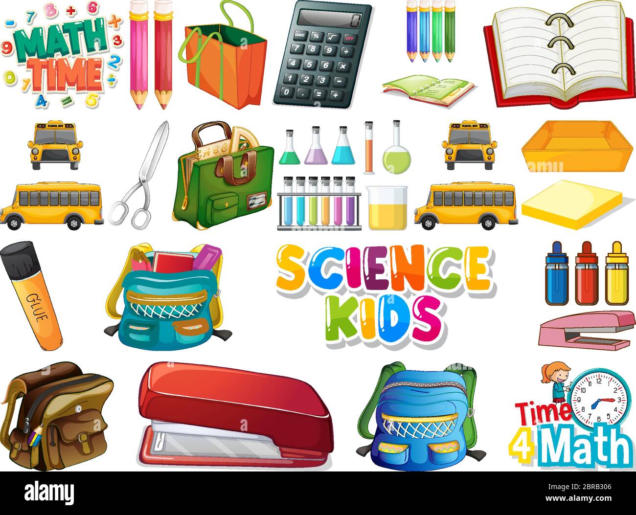 Set of school objects illustration Stock Vector Image & Art - Alamy
