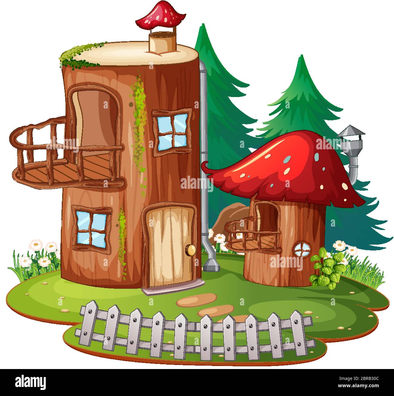 Fantasy log house on white background illustration Stock Vector Image ...