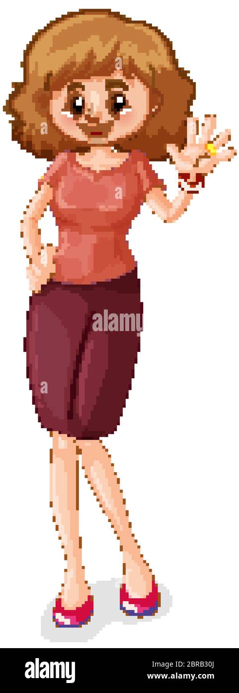 Happy woman waving hello on white background illustration Stock Vector ...