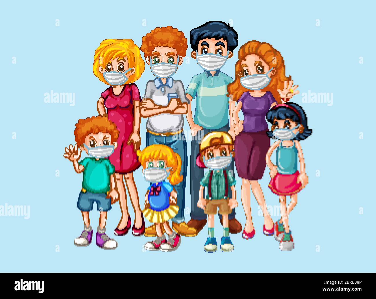 Family member wearing mask illustration Stock Vector Image & Art - Alamy