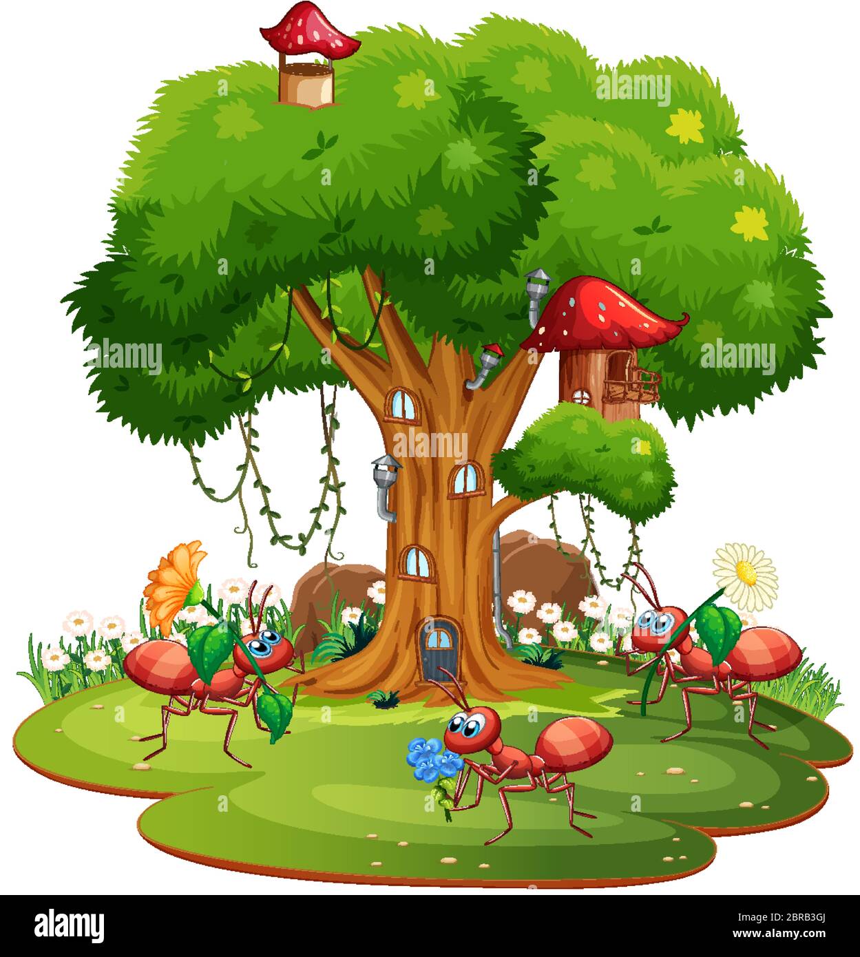 Isolated fantasy house and working ants illustration Stock Vector Image ...