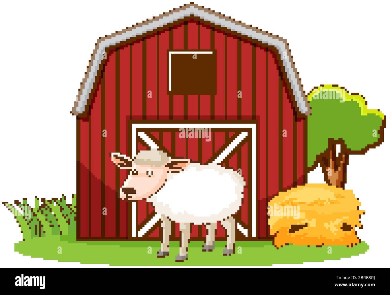 Scene with sheep standing by the barn illustration Stock Vector Image ...
