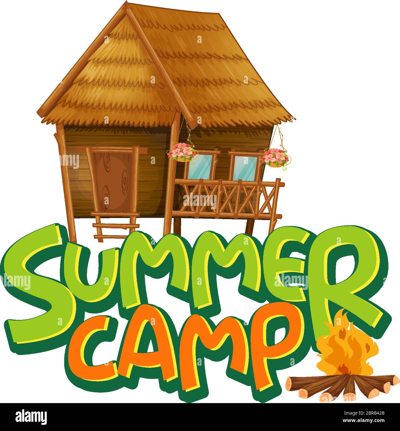 Font design for word summer camp on white background illustration Stock ...