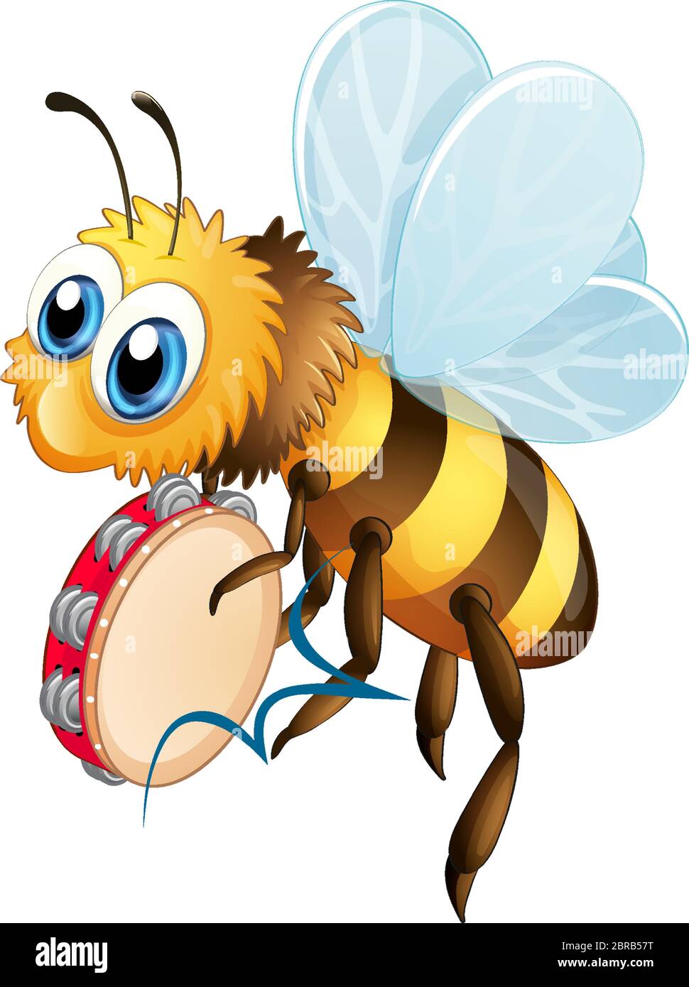 Bee with tambourine musical instrument illustration Stock Vector Image ...