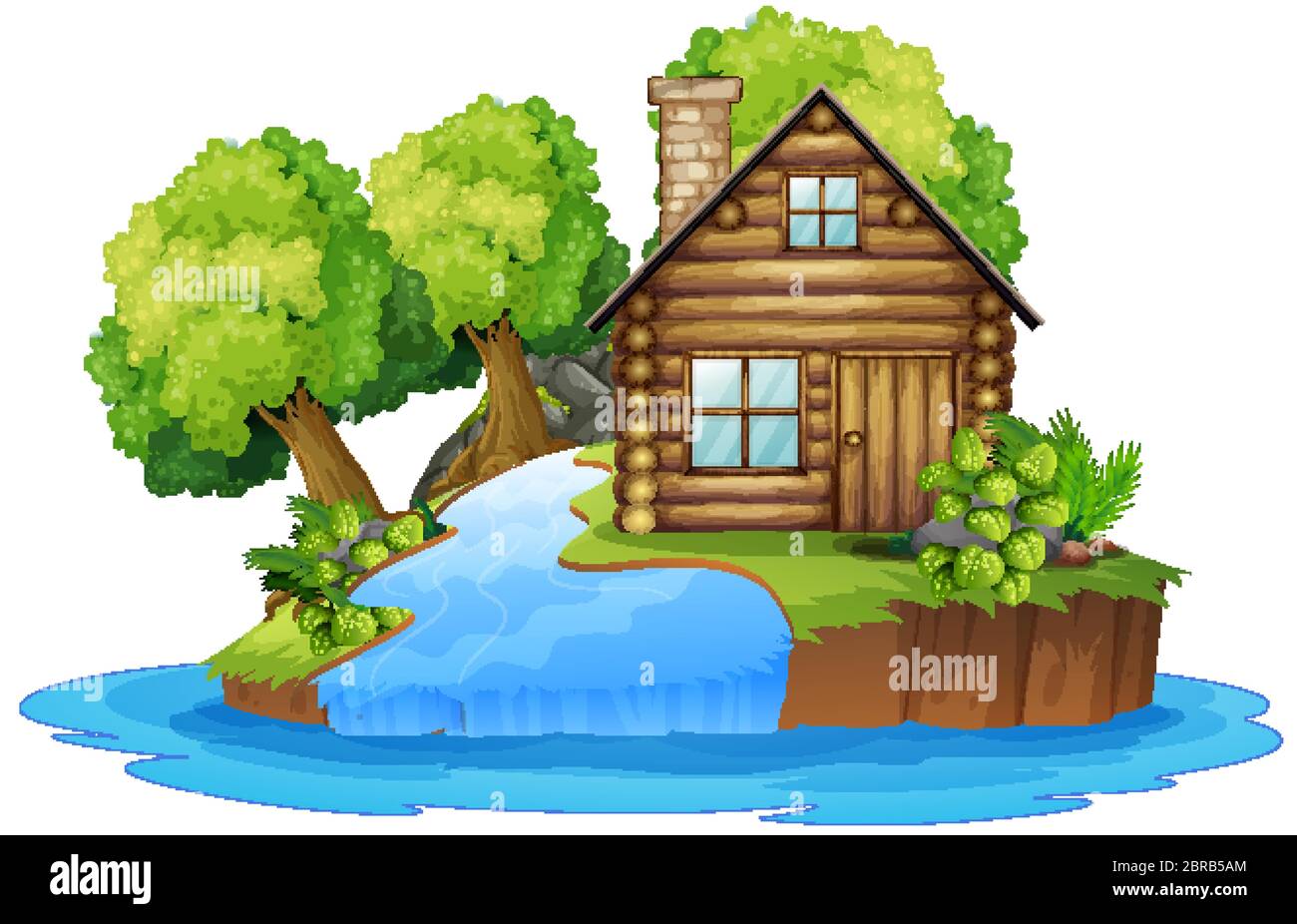 Building next to river Stock Vector Images - Alamy