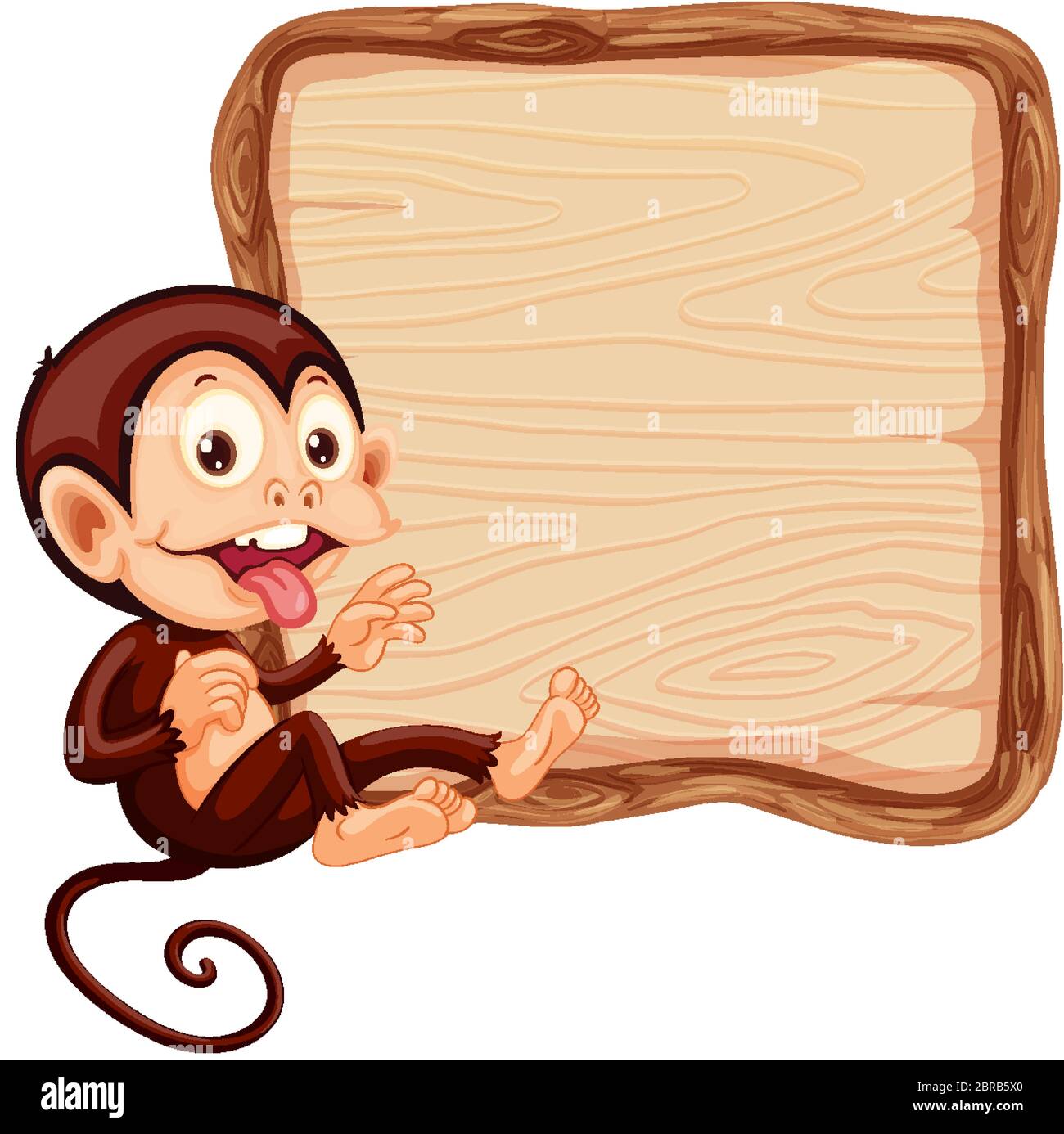 Board template with cute monkey on white background illustration Stock ...