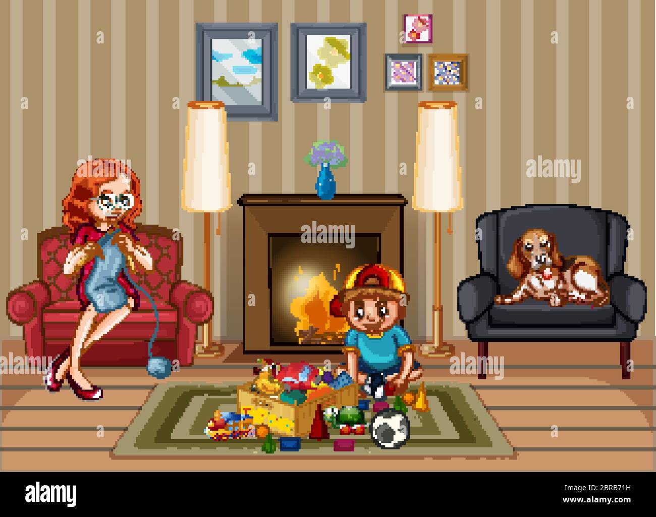 Scene with people in family relaxing at home illustration Stock Vector ...