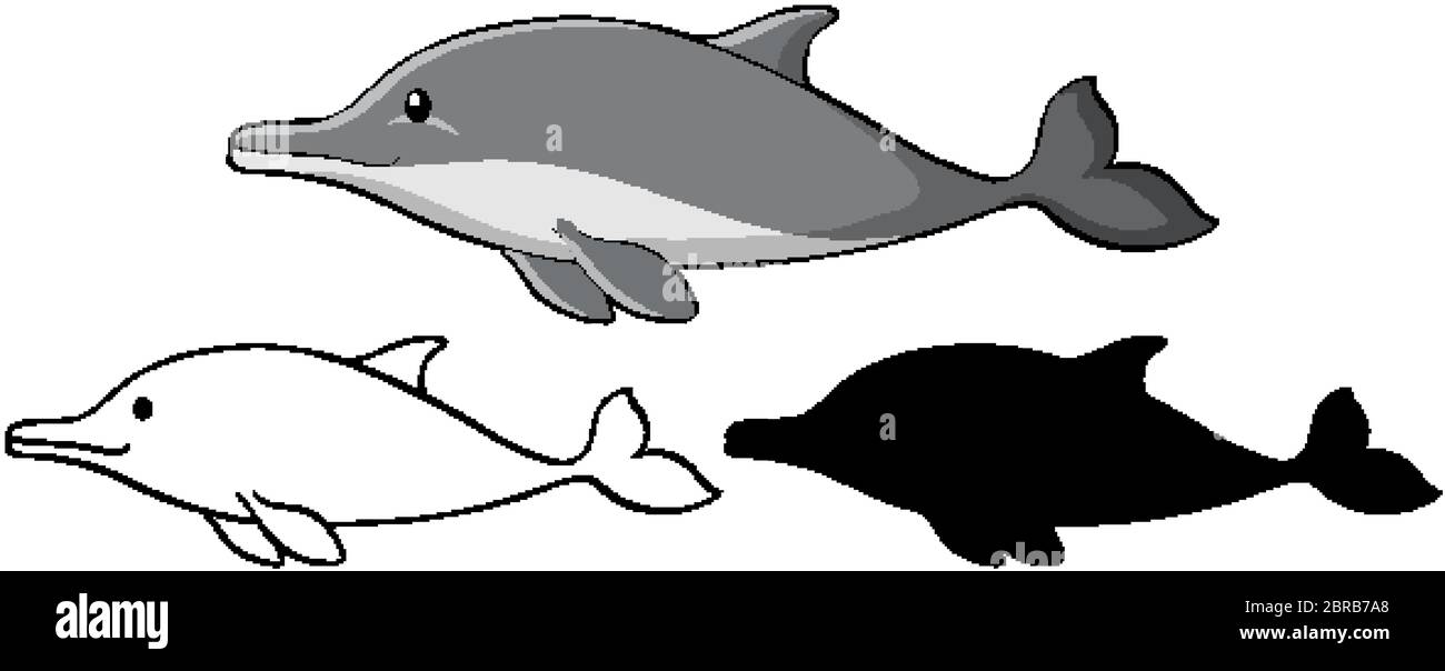 Set of dolphin cartoon illustration Stock Vector Image & Art - Alamy