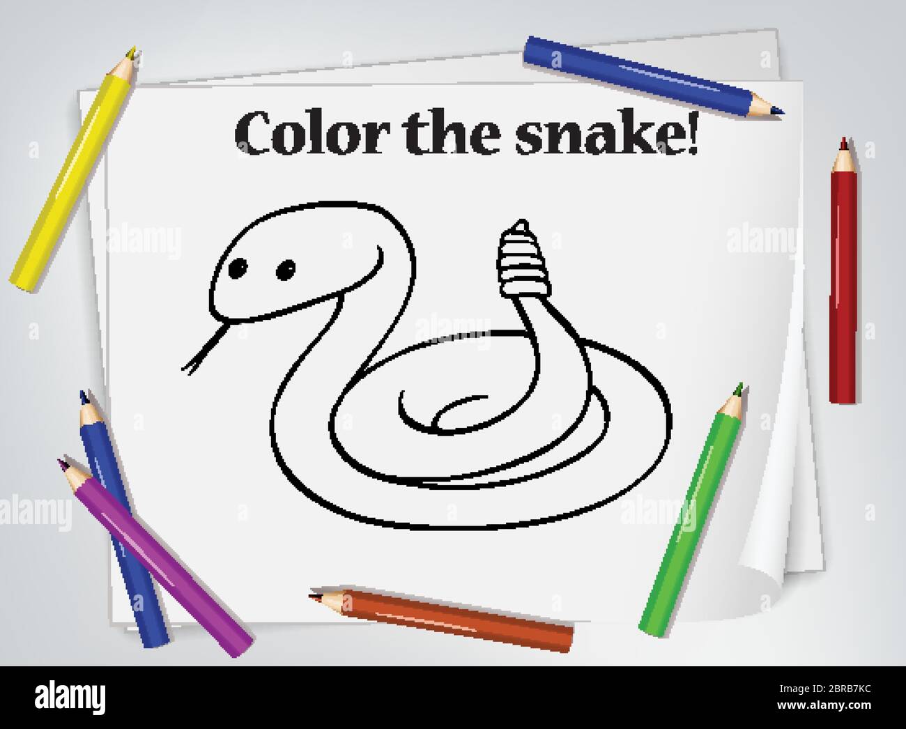 Children snake coloring worksheet illustration Stock Vector Image & Art ...