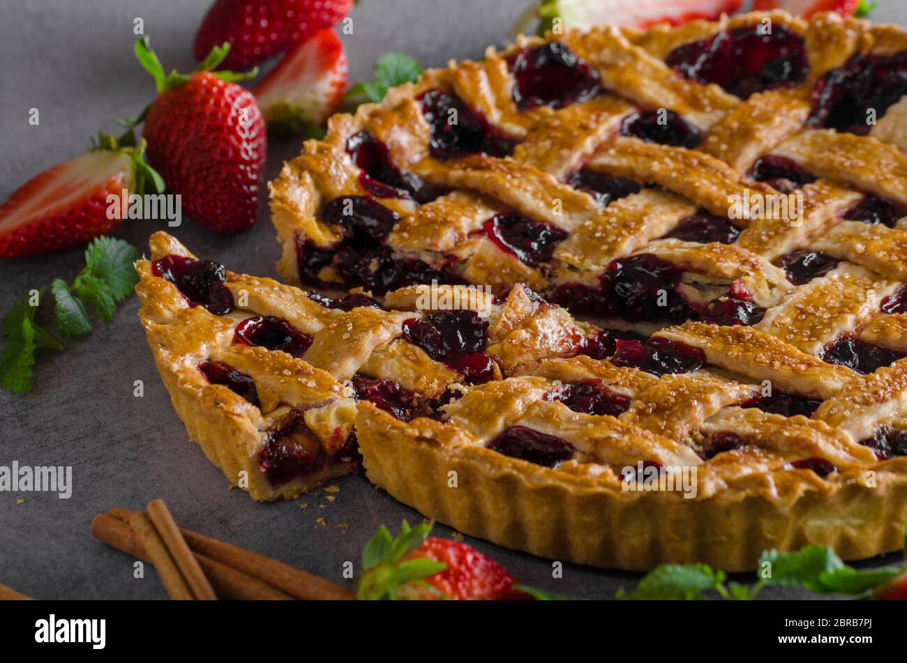 Rustic tart with berries, delicious old styled tart Stock Photo - Alamy