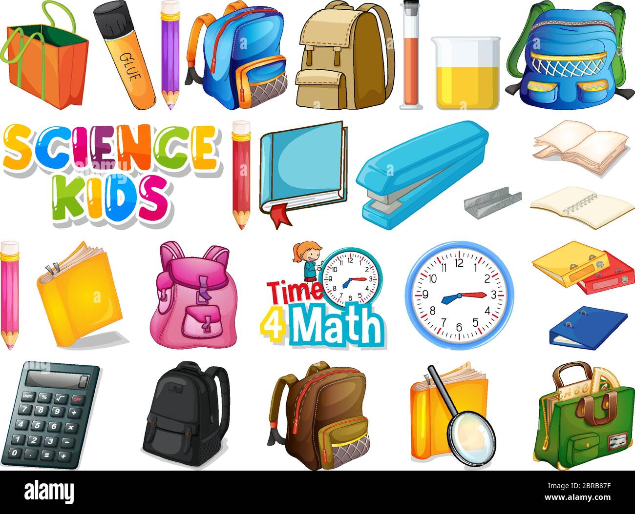 Set of school objects illustration Stock Vector Image & Art - Alamy