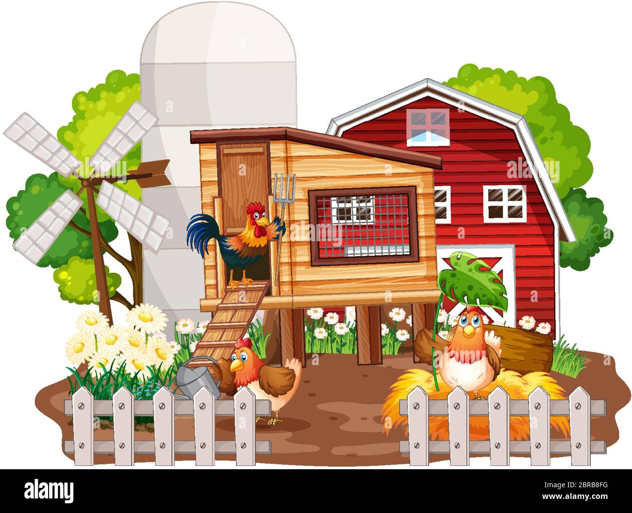 Farm theme background with farm animals illustration Stock Vector Image ...