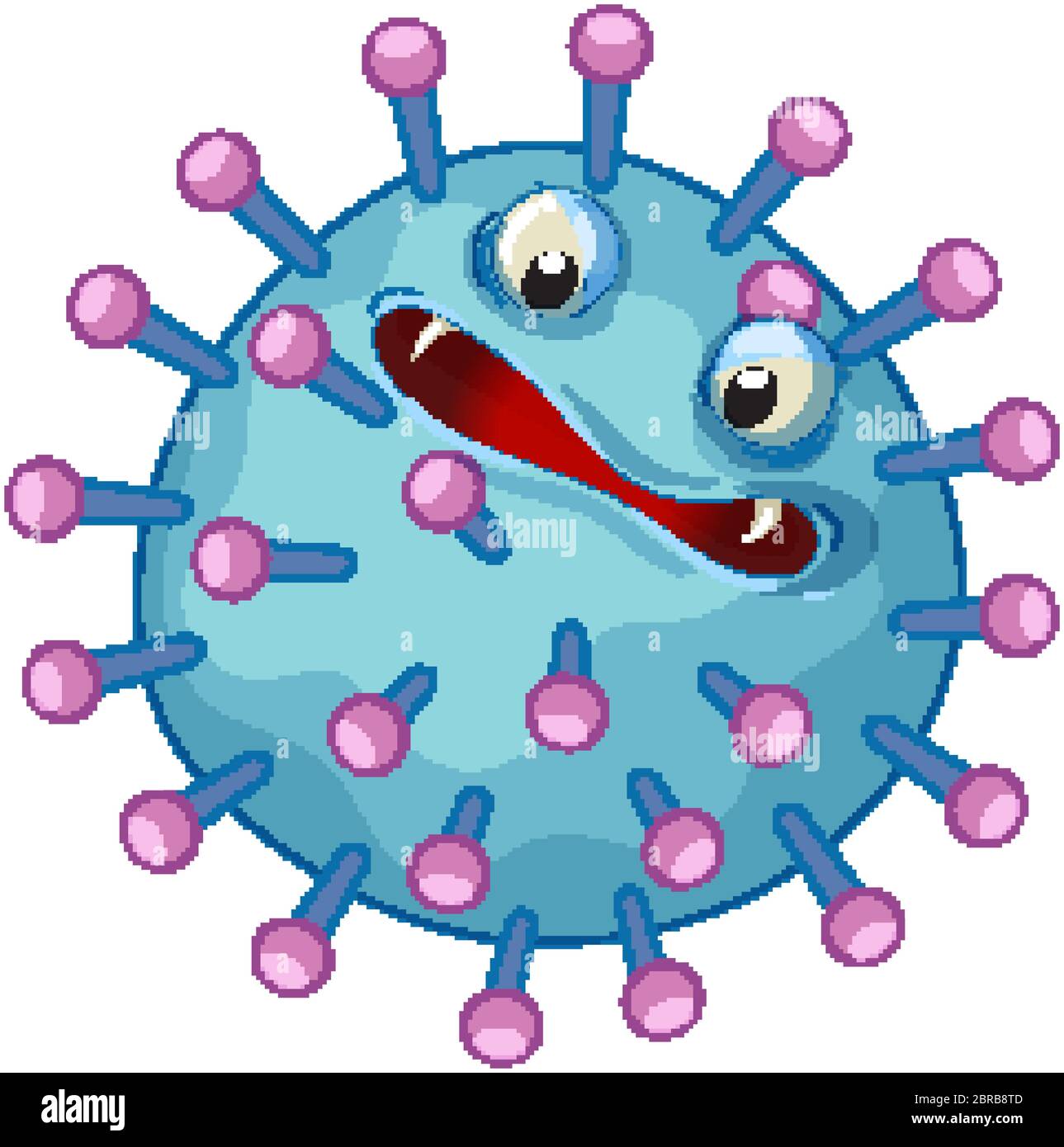 Single virus cell with scary face on white background illustration ...