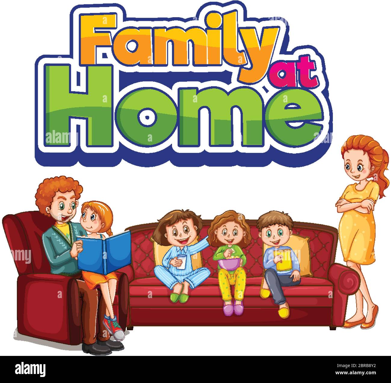 Family stay at home illustration Stock Vector Image & Art - Alamy