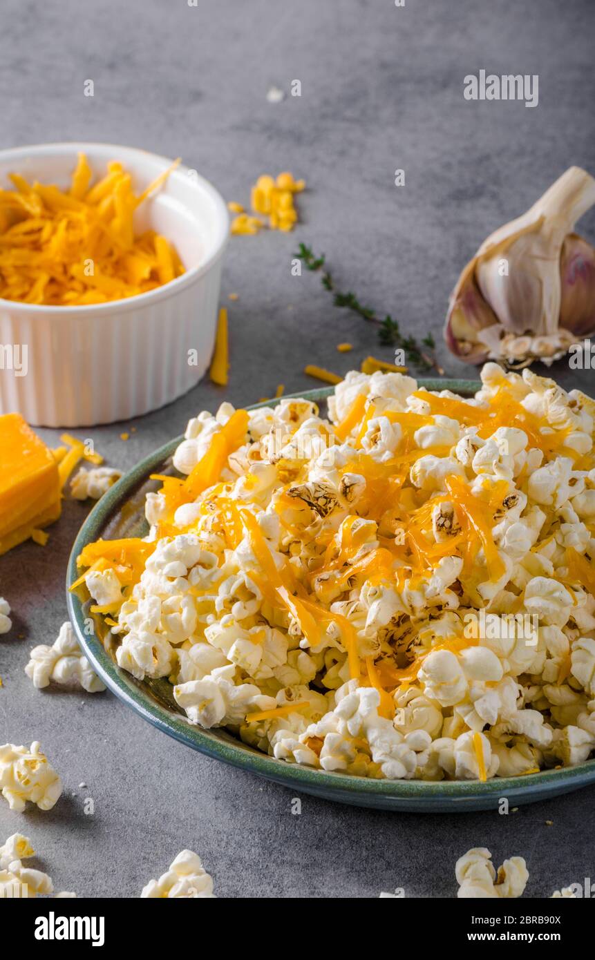 Homemade cheese popcorn with garlic, herbs and cheddar cheese Stock ...
