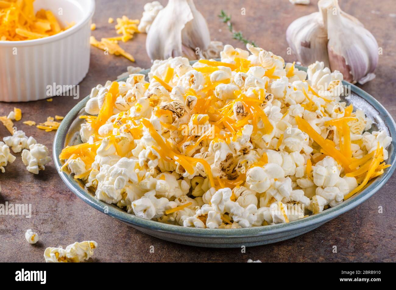 Homemade cheese popcorn with garlic, herbs and cheddar cheese Stock ...