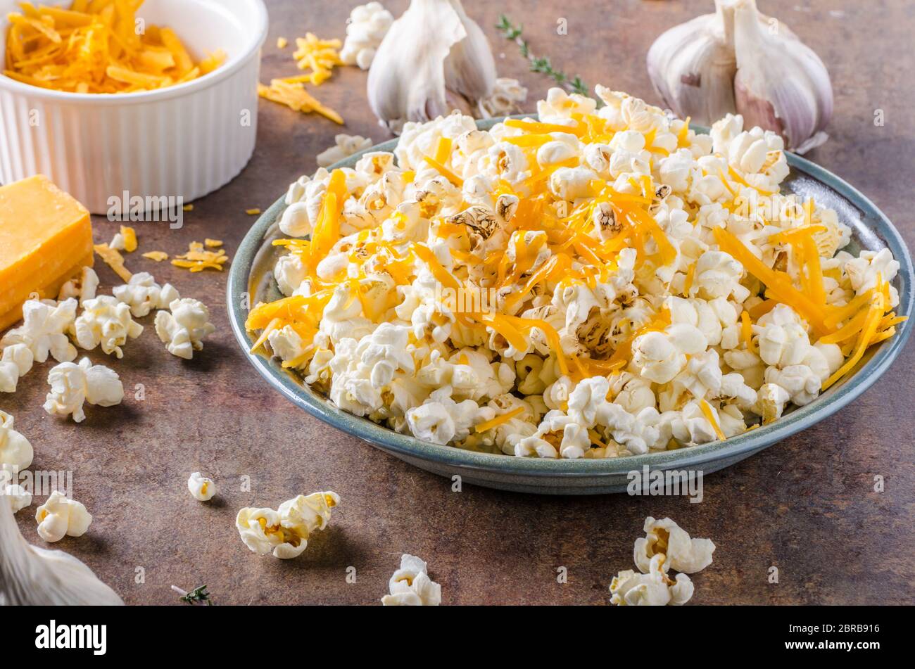Homemade cheese popcorn with garlic, herbs and cheddar cheese Stock ...