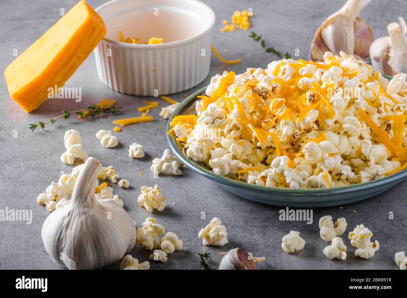 Homemade cheese popcorn with garlic, herbs and cheddar cheese Stock ...