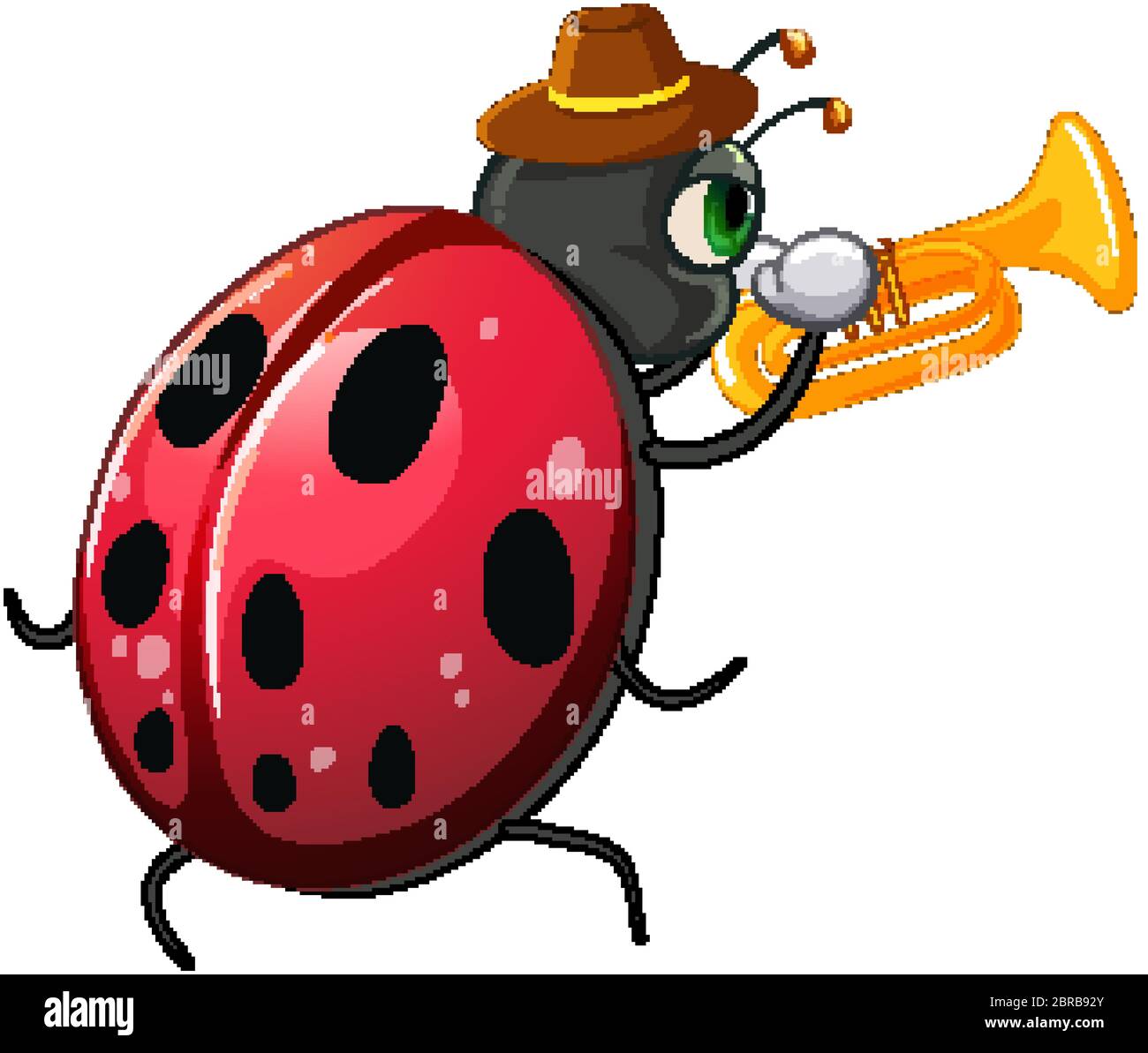 Ladybug playing trumpet cartoon illustration Stock Vector Image & Art ...