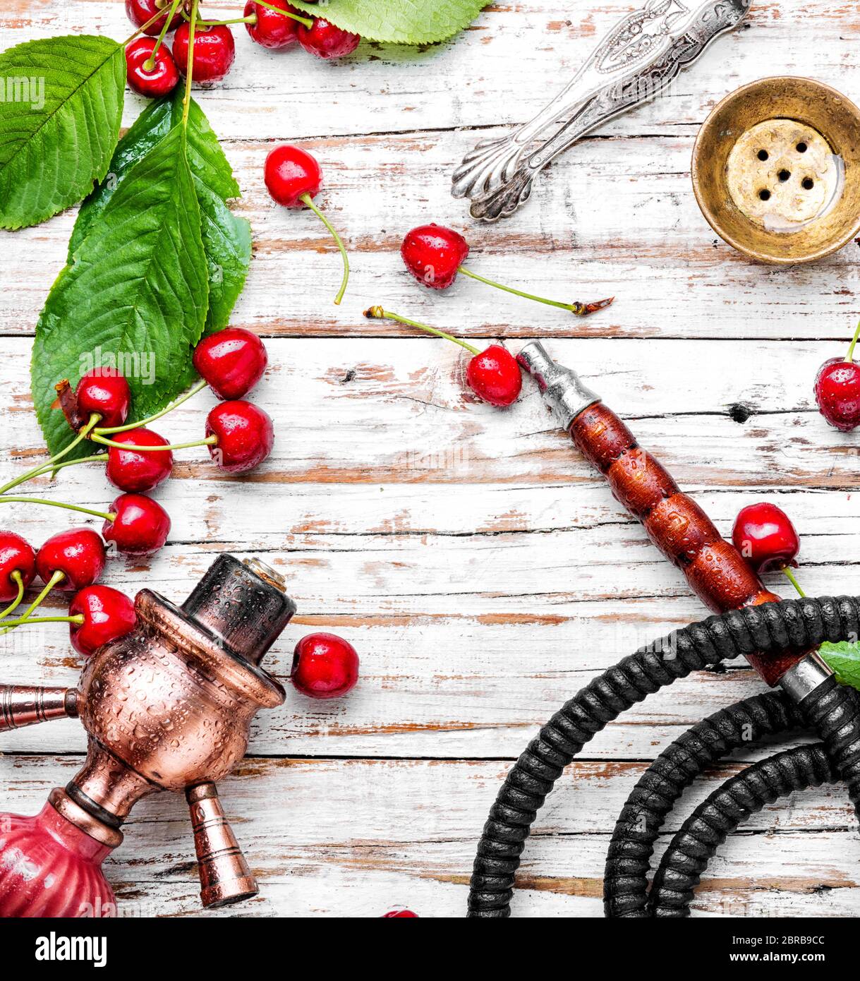 Fruit shisha.Eastern smoking nargile with cherry flavor.Hookah tobacco ...