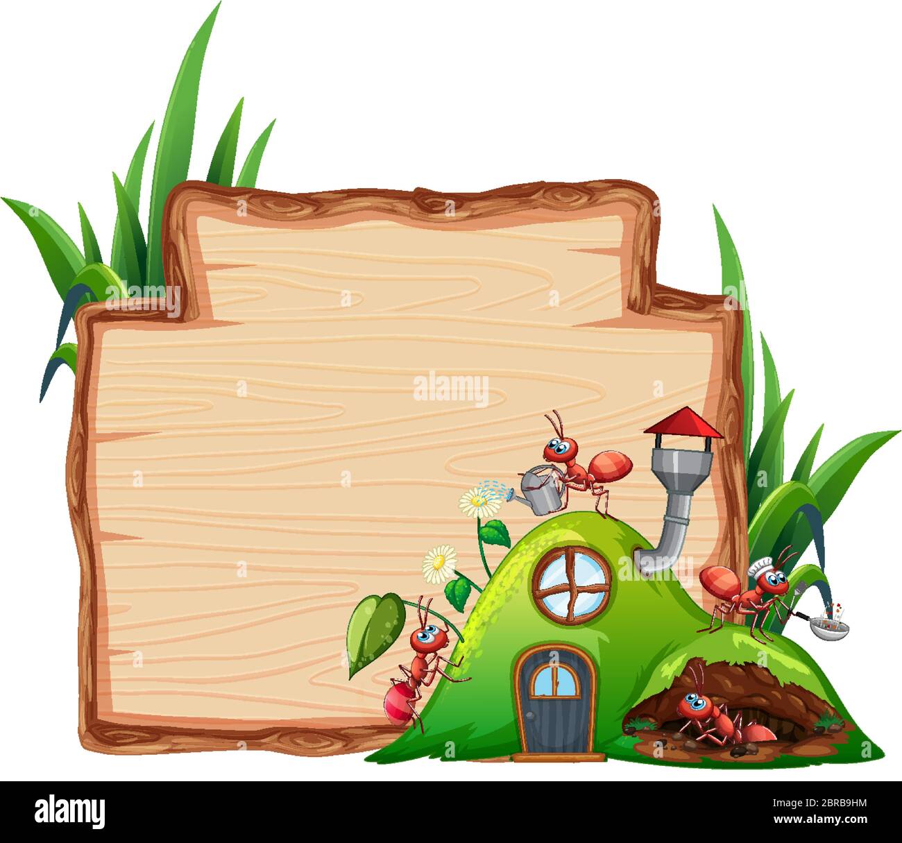 Border template design with insects in the garden background ...