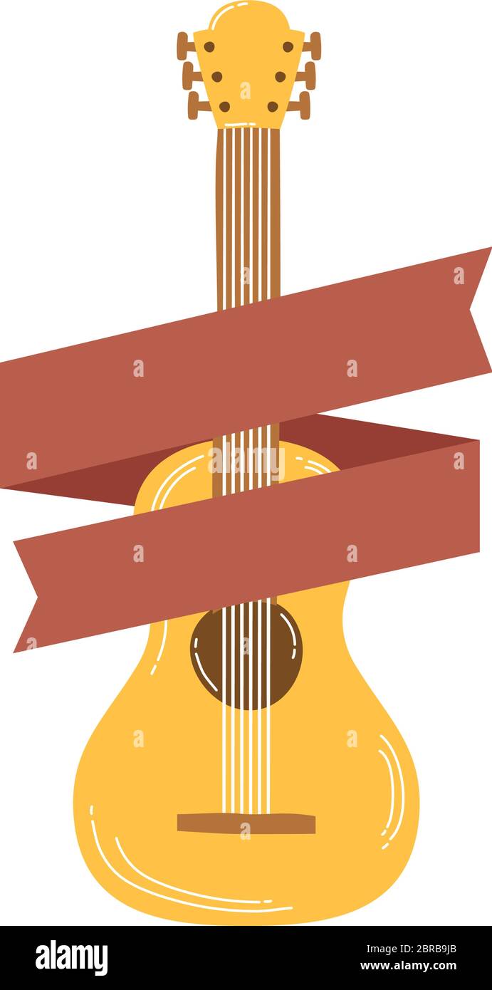 guitar musical instrument with ribbon frame Stock Vector Image & Art ...