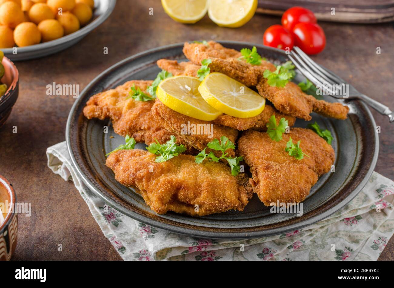 Homemade Breaded German Weiner - bio schnitzel with pickles and ...