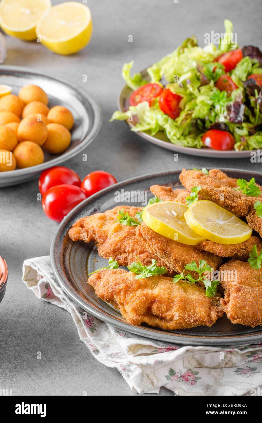 Homemade Breaded German Weiner - bio schnitzel with pickles and ...