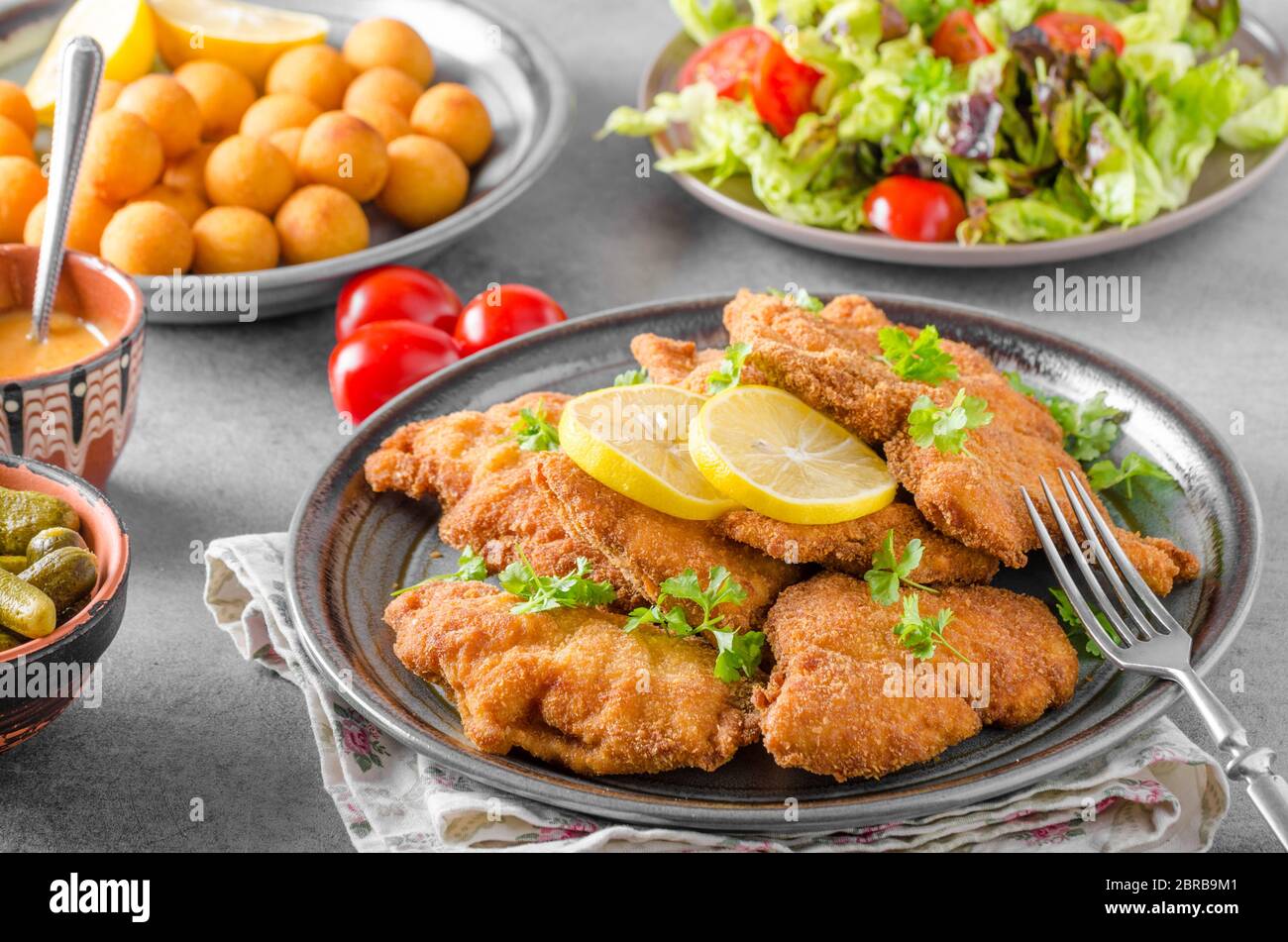 Homemade Breaded German Weiner - bio schnitzel with pickles and ...