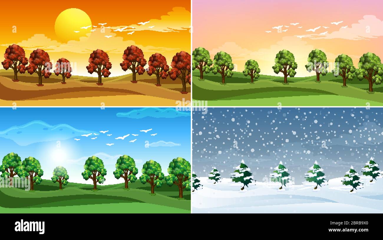 Green fields trees in Stock Vector Images - Alamy
