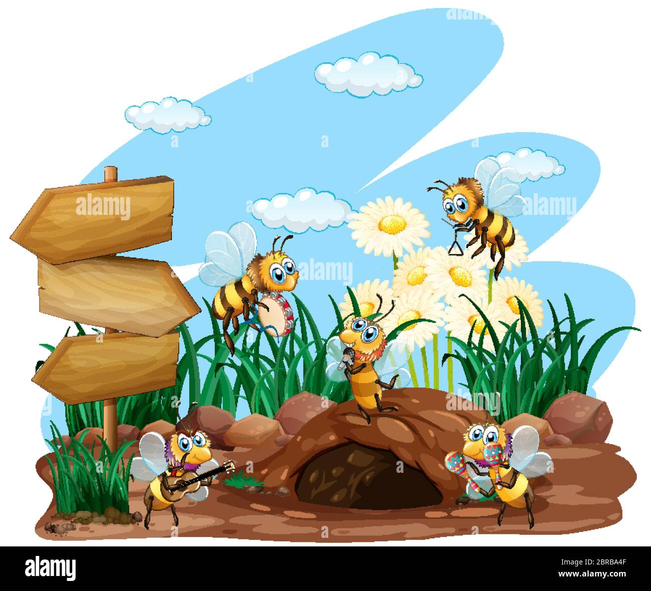 Scene with plants and insects in the garden illustration Stock Vector ...