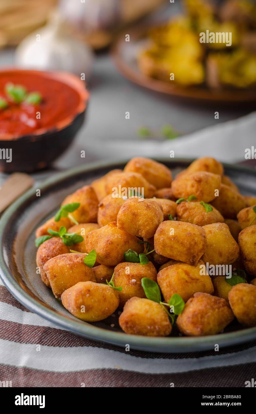 Homemade fried mini croquettes from baked potatoes, delicious and nice ...