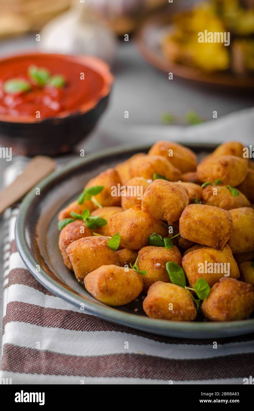 Homemade fried mini croquettes from baked potatoes, delicious and nice ...