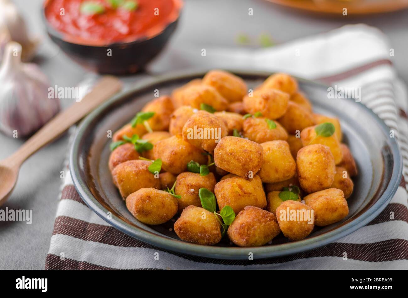 Homemade fried mini croquettes from baked potatoes, delicious and nice ...