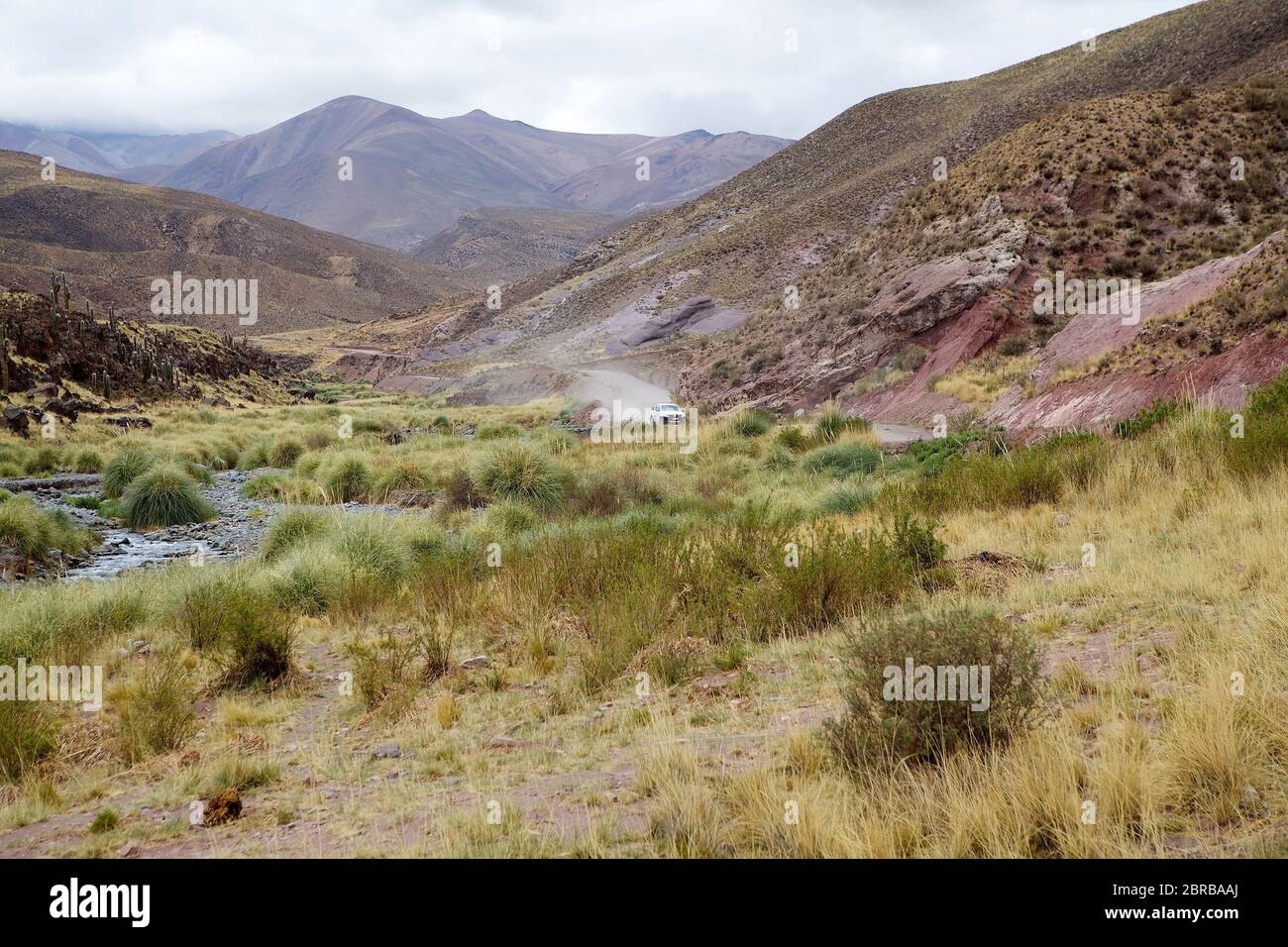 Landscape and road along the Calchaqui Valley, Argentina. It is a ...