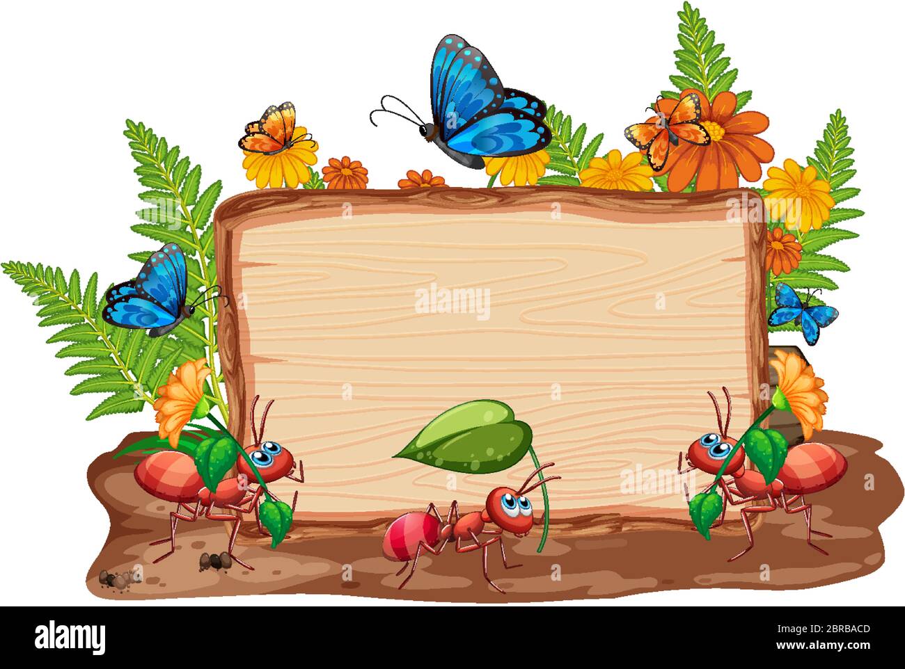 Border template design with insects in the garden background ...